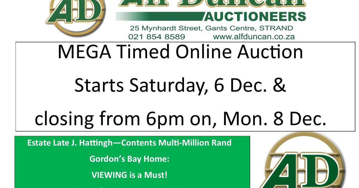 MEGA Timed Online Auction | SAIA Institute of Auctioneers