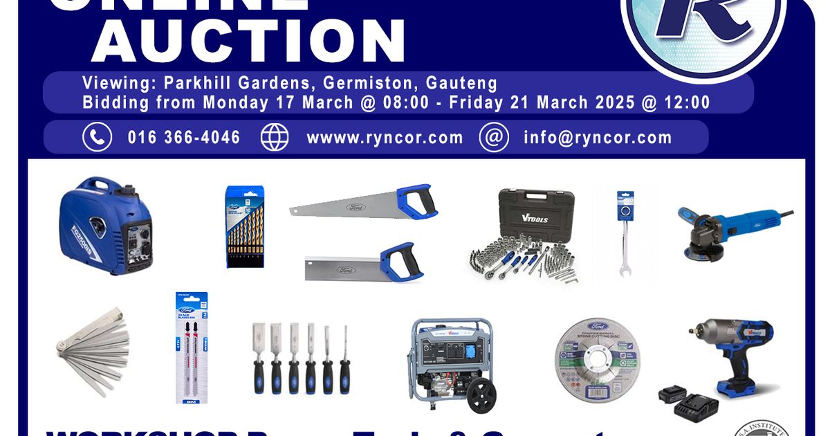 Workshop Power Tools & Generators – Online Auction | SAIA Institute of ...