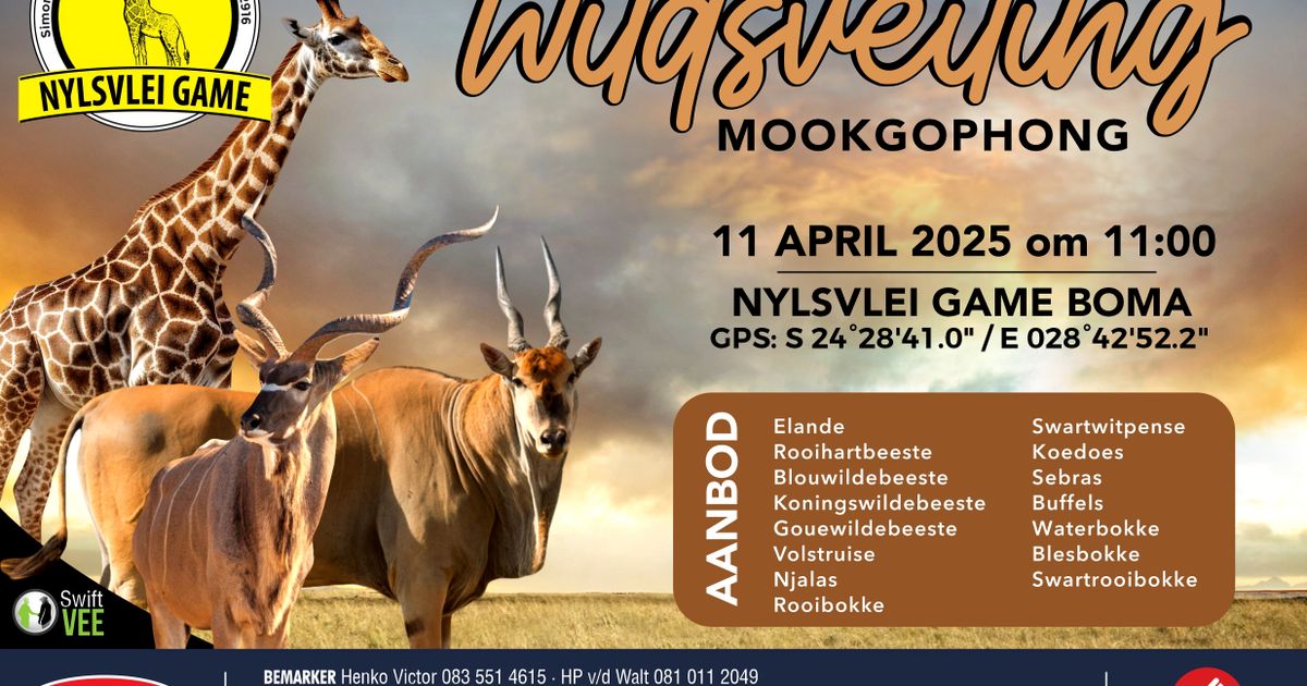NYLSVLEI GAME TRADERS WILDSVEILING | SwiftVEE | Livestock & Cattle ...
