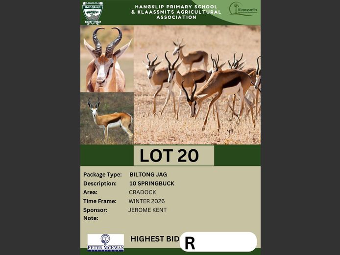 Lot 20 | HANGKLIP HUNTING PACKAGE AUCTION | SwiftVEE | South Africa’s ...