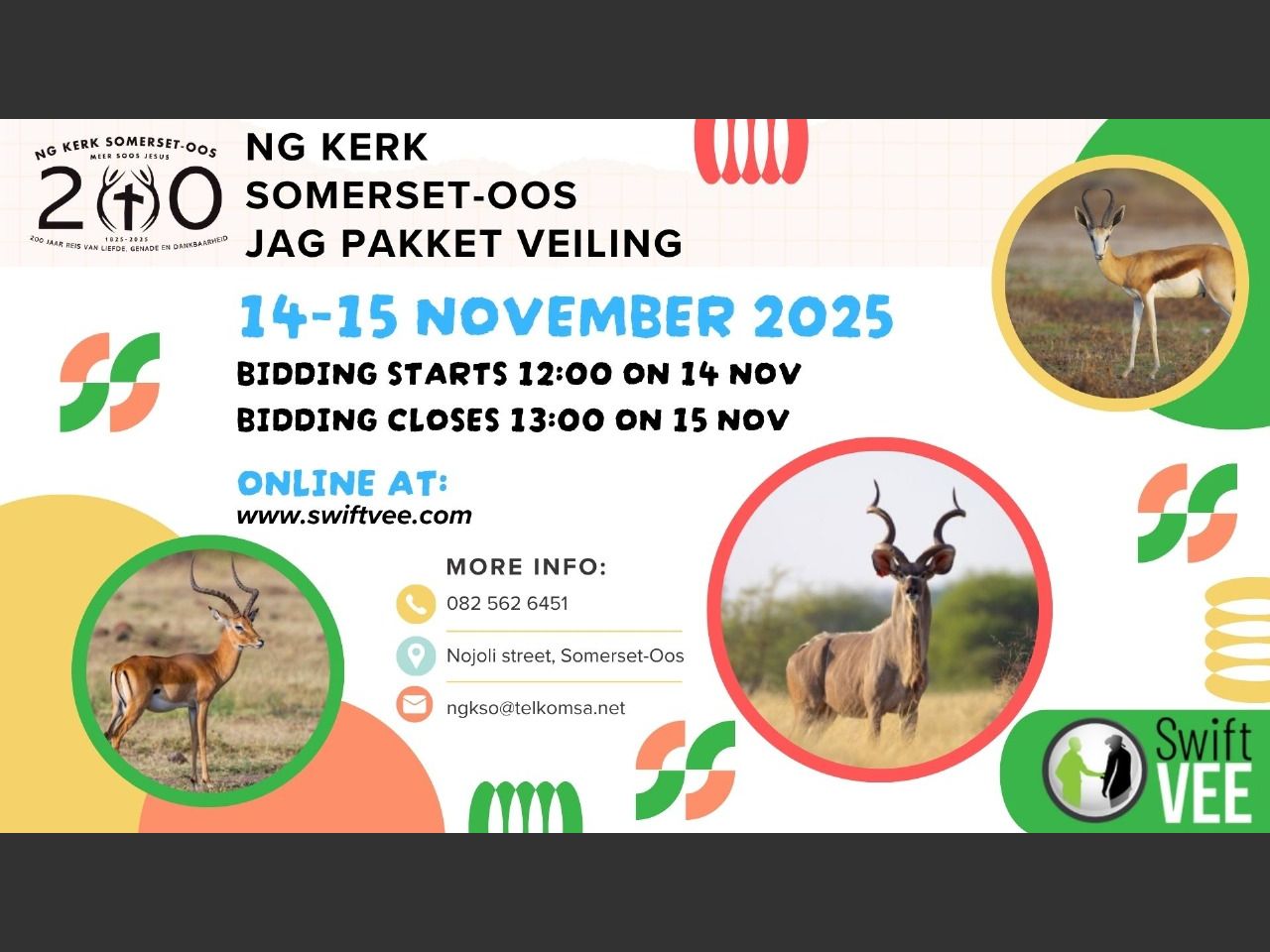 NG KERK SOMERSET OOS JAGPAKKET VEILING 2025 | SwiftVEE | South Africa’s ...