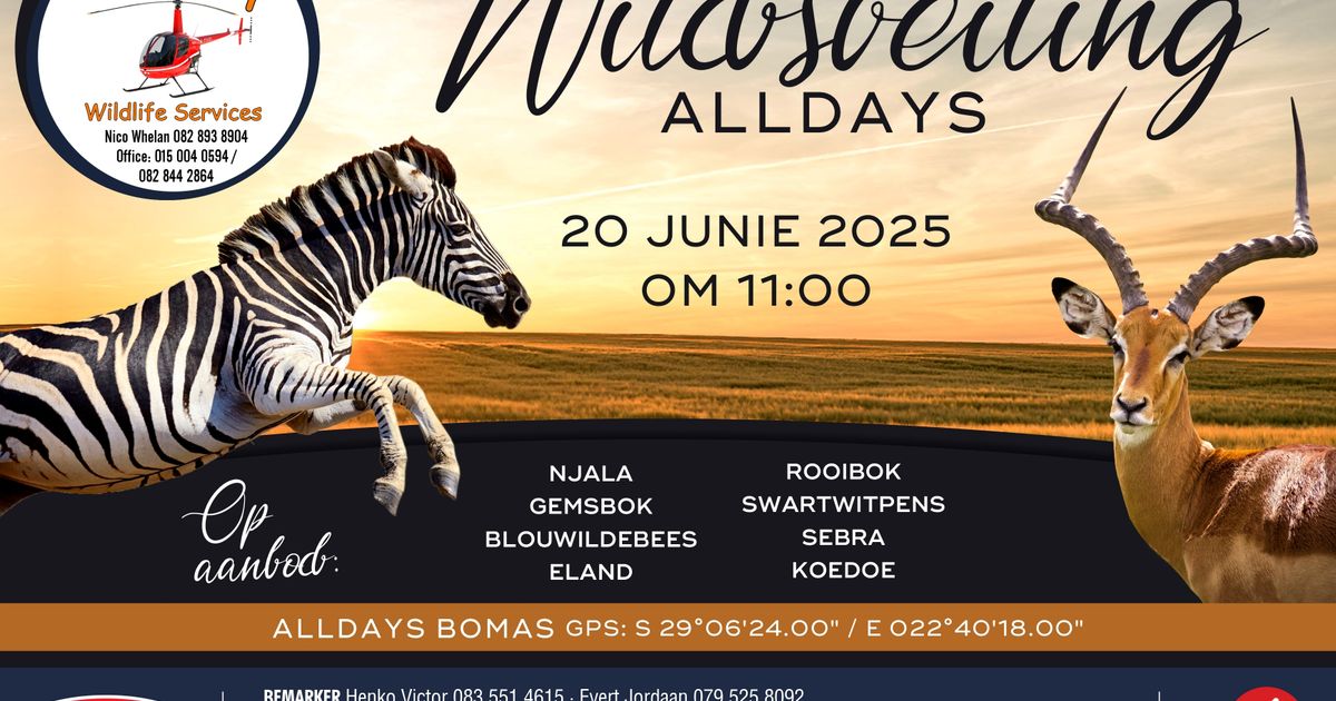 HANLEY WILDLIFE SERVICES WILDSVEILING | SwiftVEE | South Africa’s ...