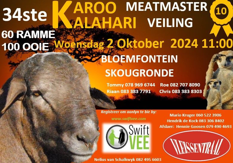 34STE KALAHARI KAROO MEATMASTER PRODUKSIEVEILING | SwiftVEE | South ...