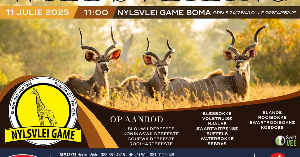 NYLSVLEI GAME TRADERS WILDSVEILING | SwiftVEE | Livestock & Cattle ...