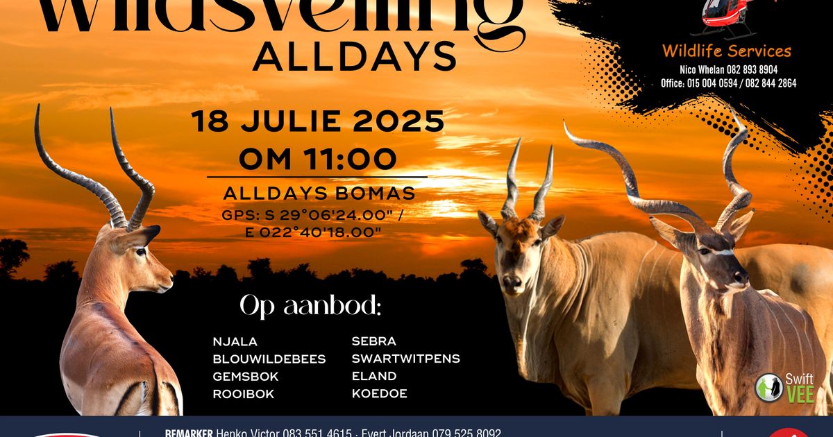 HANLEY WILDLIFE ALLDAYS WILDSVEILING | SwiftVEE | Livestock & Cattle ...