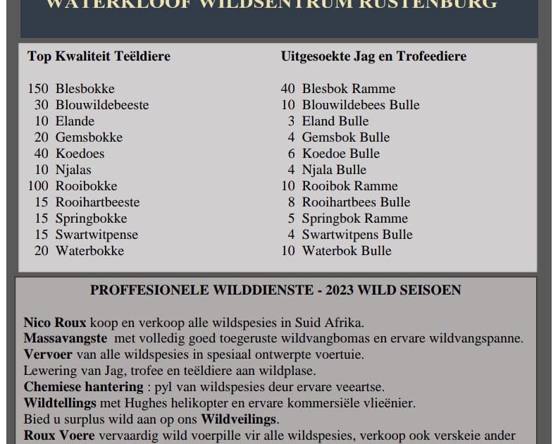 NICO ROUX WILDSVEILING | SwiftVEE | Livestock & Cattle Webcast Auctions