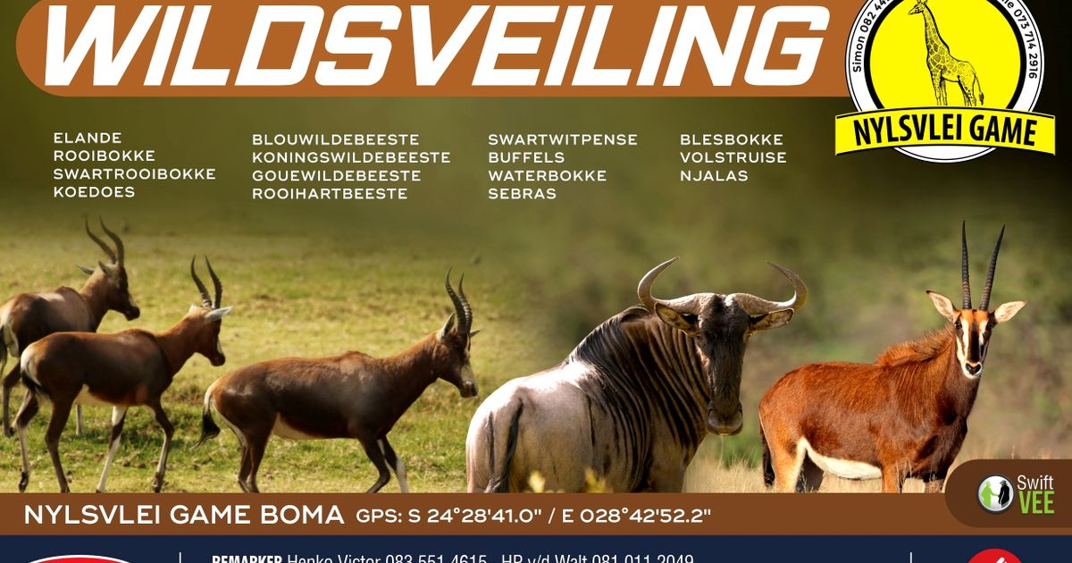 NYLSVLEI GAME TRADERS WILDSVEILING | SwiftVEE | Livestock & Cattle ...