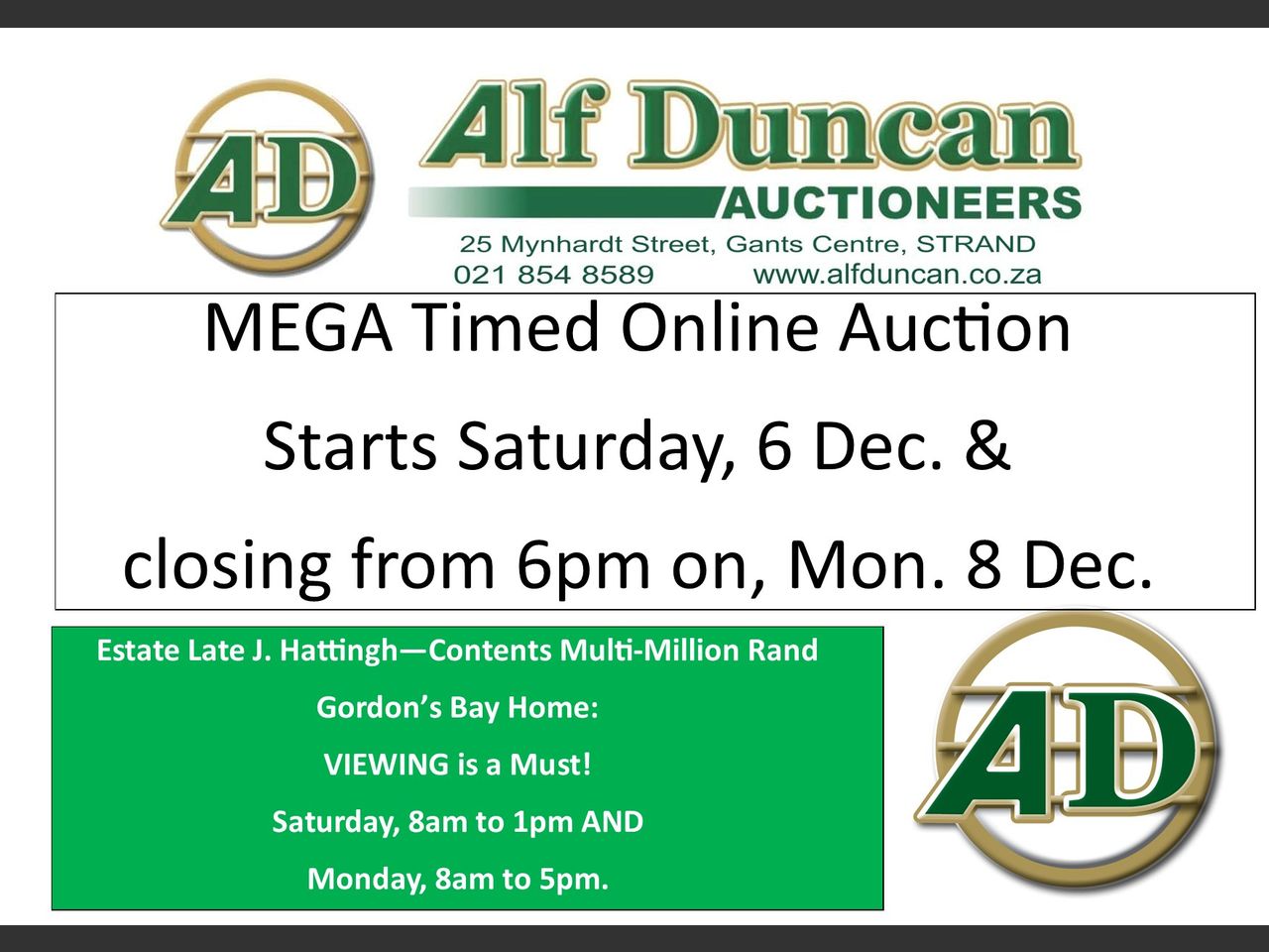 MEGA Timed Online Auction | SAIA Institute of Auctioneers