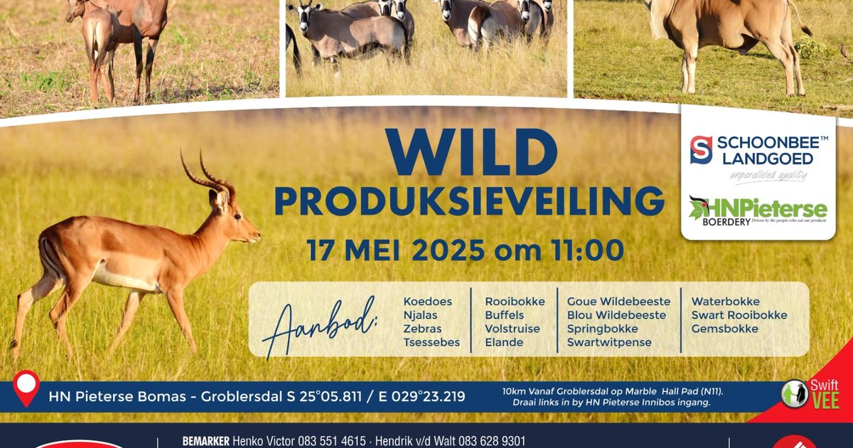 SCHOONBEE LANDGOED & HN PIETERSE BOERDERY WILD PRODUKSIEVEILING ...
