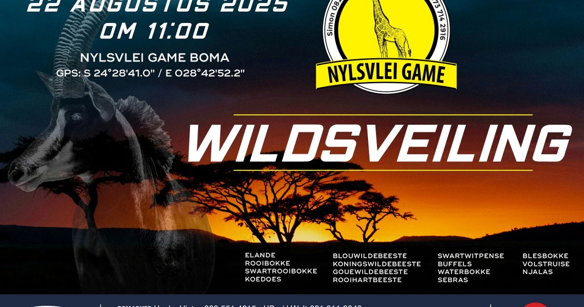 NYLSVLEI GAME TRADERS WILDSVEILING | SwiftVEE | Livestock & Cattle ...