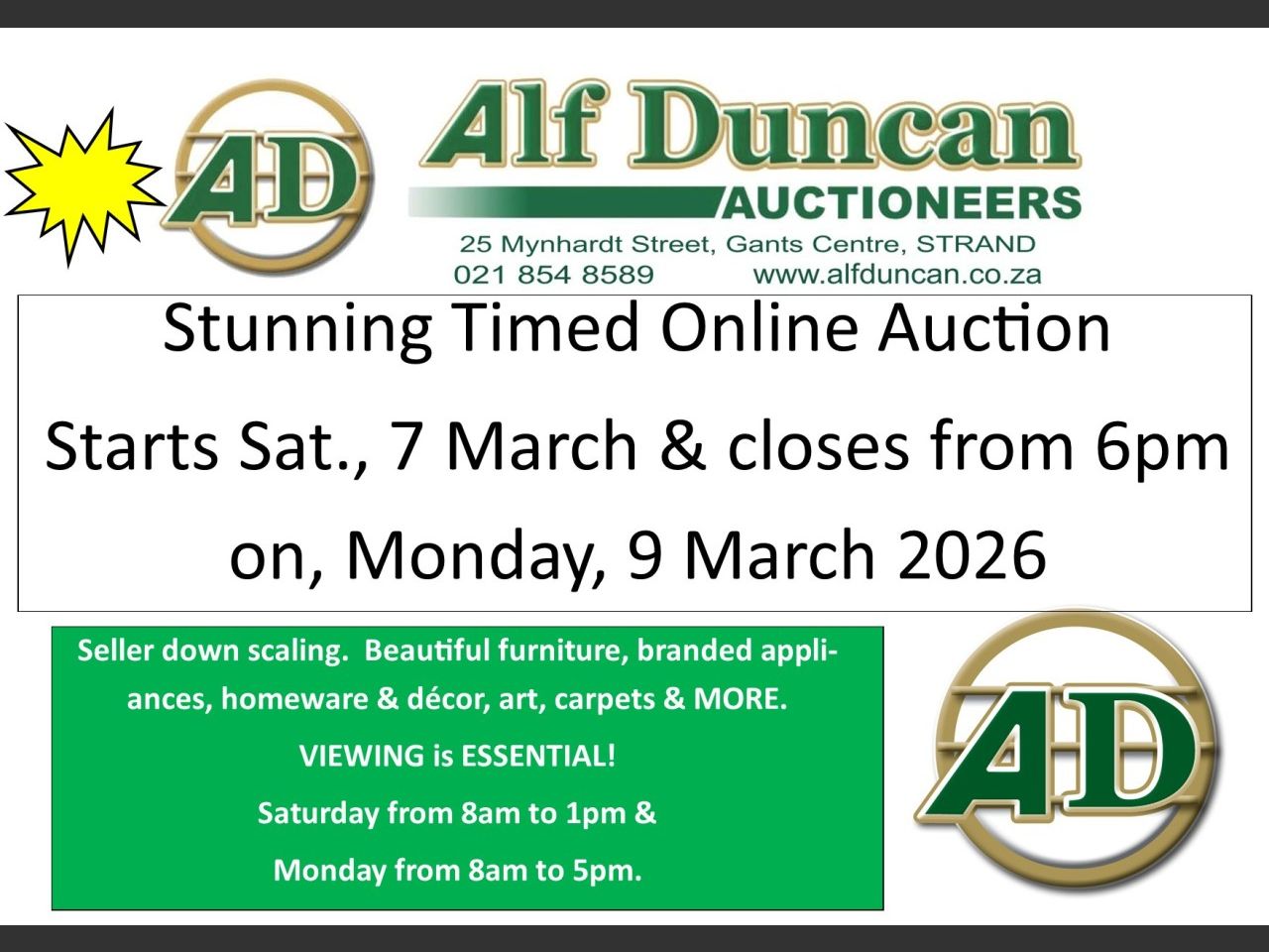 Stunning Timed Online Auction | SAIA Institute of Auctioneers