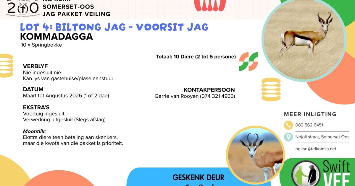 Lot 4 | NG KERK SOMERSET OOS JAGPAKKET VEILING 2025 | SwiftVEE | South ...
